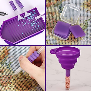 Quefe 2-Tier Diamond Painting Storage Container, 88 Slots Clear Stackable Bead Organzier with Diamond Painting Accessories and Tools for DIY Diamond Art Craft Jewelry Bead Storage