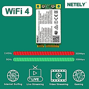 NETELY IEEE 802.11N Mini-PCIE Interface Dual Band 600Mbps WiFi Adapter for Laptop PCs and Desktop PCs, 2.4GHz 300Mbps and 5GHz 300Mbps, Qualcomm Atheros Wireless AR9280 Network Adapter (AR9280)
