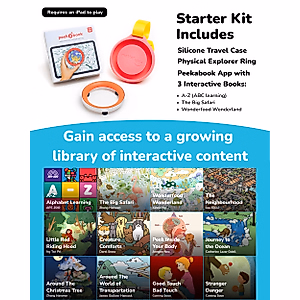 Peekabook Starter Kit, Educational Toy for iPad, Interactive Human Body Book, Learning Toy, Educational Game ABC Learning Toddler STEM Toy Read Along Book Search and Find it Travel Activity RED