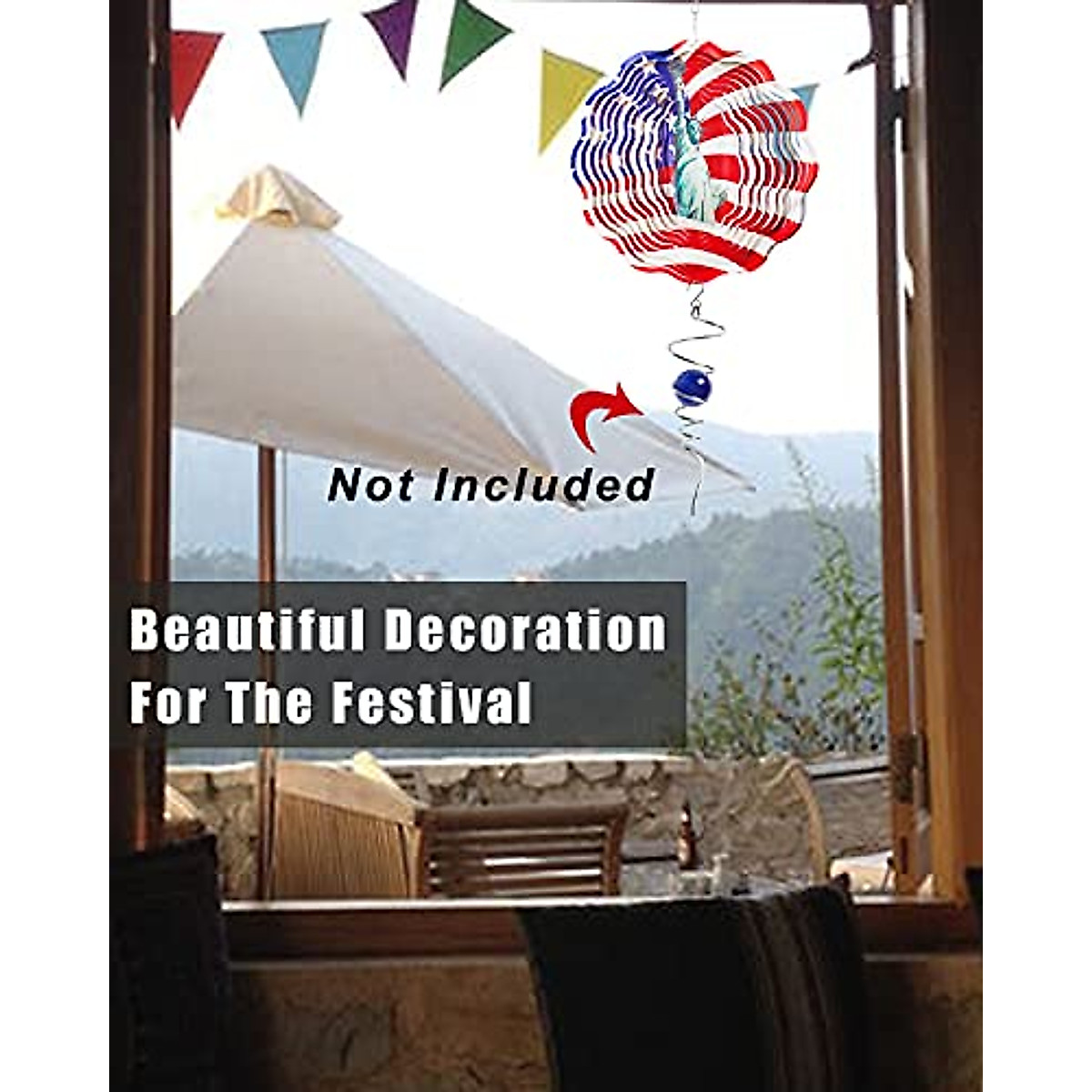 Metal Wind Spinners Outdoor Large,USA Statue of Liberty Craft Spinner Hanging Decor,12in Yard Ornaments 3D Kinetic Spinner,Patriotic American Flag Wind Spinner Gift,Wind Catchers & Spinners Garden Art