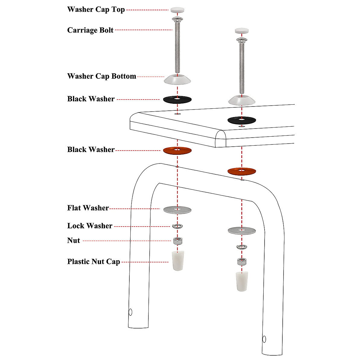 DB-TB-M White Diving Board Mounting Kit Replacement for Two Hole Residential Diving Boards
