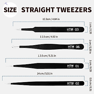 Precision Craft Tweezers Set,3 Pcs Pointed Tweezers,2 Pcs Curved Tweezers,2 Pcs Precision Serrated Tweezers for Eyelash Extensions,Craft, Jewelry,Soldering,Electronics Etc