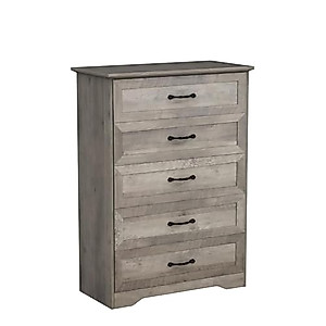 Amyove PHO_0WDE3TP6, 5-Drawer Chest, Grey
