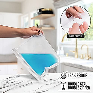 Escential bags Reusable silicone ziplock bags, INCLUDES DRYING RACK; 10 pack, 3 gallon, 4 sandwich, 3 snack. Easy to wash, good for travel. Multi use bags, dishwasher friendly.