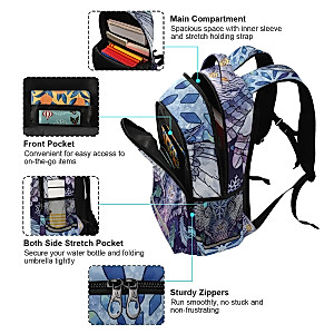 Glaph Owl Boho Backpacks Laptop School Book Bag Lightweight Daypack for Men Women Kids Teens