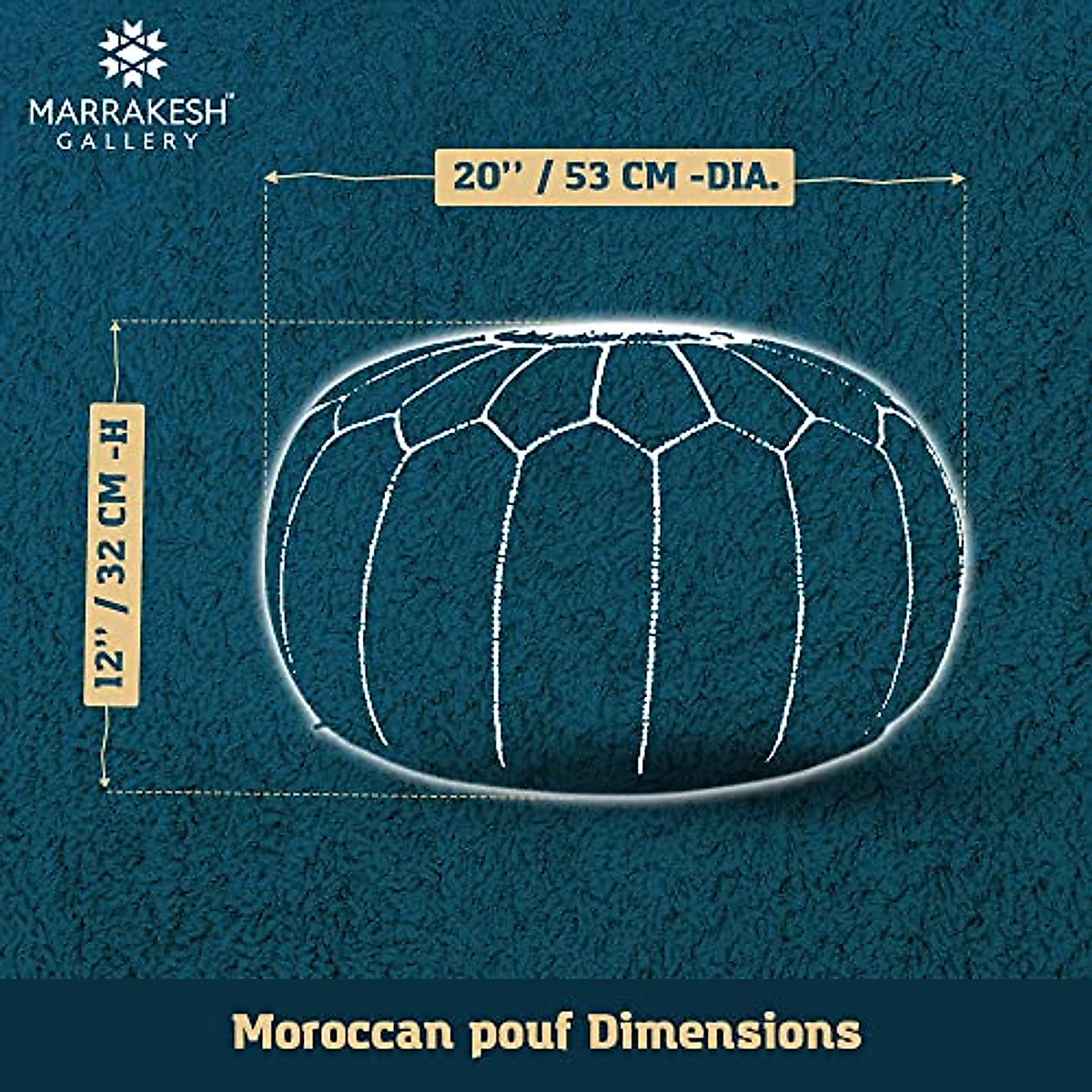 Marrakesh Gallery Genuine Leather Pouf Unstuffed - Moroccan Ottoman Footstool, Footrest Cover - Boho Decor - Bohemian Living Room, Bedroom, Kids Room, Gift & Wedding (Dark Brown)