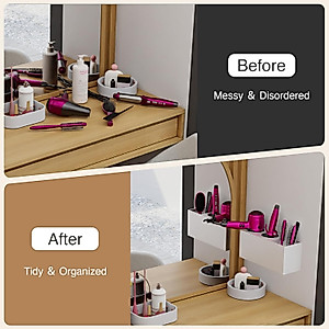 ZASIMO Wall Mount Hair Tool Organizer, Acrylic Hair Dryer Holder with 2 Stainless Steel Cup, Bathroom Accessories Storage for Blow Dryer, Curling Wand, Flat Iron, Hair Straighteners