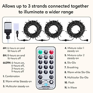 BlcTec Christmas Lights 300 LED 108FT Color Changing Christmas Tree Lights with Warm White & Multicolor, 11 Modes, Waterproof and Connectable Christmas String Lights with Remote for Xmas Decorations