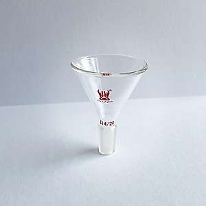 CS Labglass Glass Short Stem Powder Funnel with 50 mm Top Outer Dimension and 14/20 Inner Joint, Borosilicate Glass Funnel, Filter Funnel, Lab Glassware