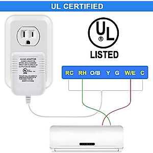 Hotop C Wire Adapter 24 Volt Transformer Compatible with Nest Honeywell Ecobee Emerson Sensi Smart WiFi (White)