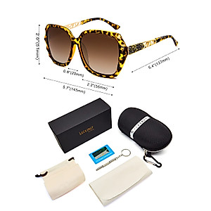 LECKIRUT Oversized Sunglasses for Women Polarized UV Protection Classic Fashion Ladies Shades Leopard