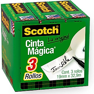 Scotch Magic Tape, 3 Refill Rolls, Numerous Applications, Invisible, Engineered for Office and Home Use, 3/4 x 1296 Inches, Boxed (810-3PK)