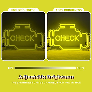 JianJung Check Engine Light Neon Sign Check LED Sign Dimmable Neon Light Up Sign for Man Cave Bedroom Garage Room Auto Repair Shop Studio Neon Wall Sign Decor Gifts for Men