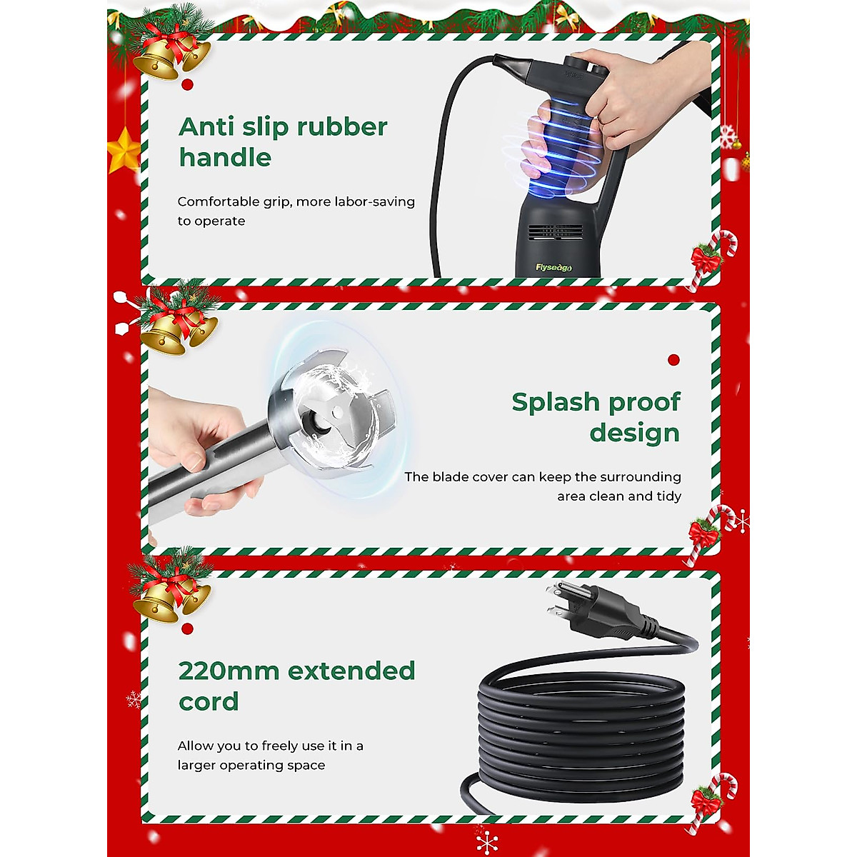 Flyseago Commercial Immersion Blender Hand held Blenders Heavy Duty Variable Speed Mixer 4000-16000RPM with 20-Inch Removable Shaft 50-Gallon Capacity 500W Multifunction Pro Electric Stick Emulsifier