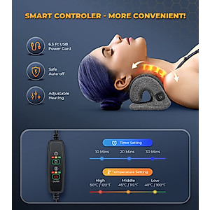 Deep Neck Pain Relief w/Conductive Magnetic Therapy Heated Neck Stretcher, Graphene-Tech Instant Heating Cervical Traction Device Pillow, Smart Control Neck Hump Corrector Relax Gifts For TMJ Migraine