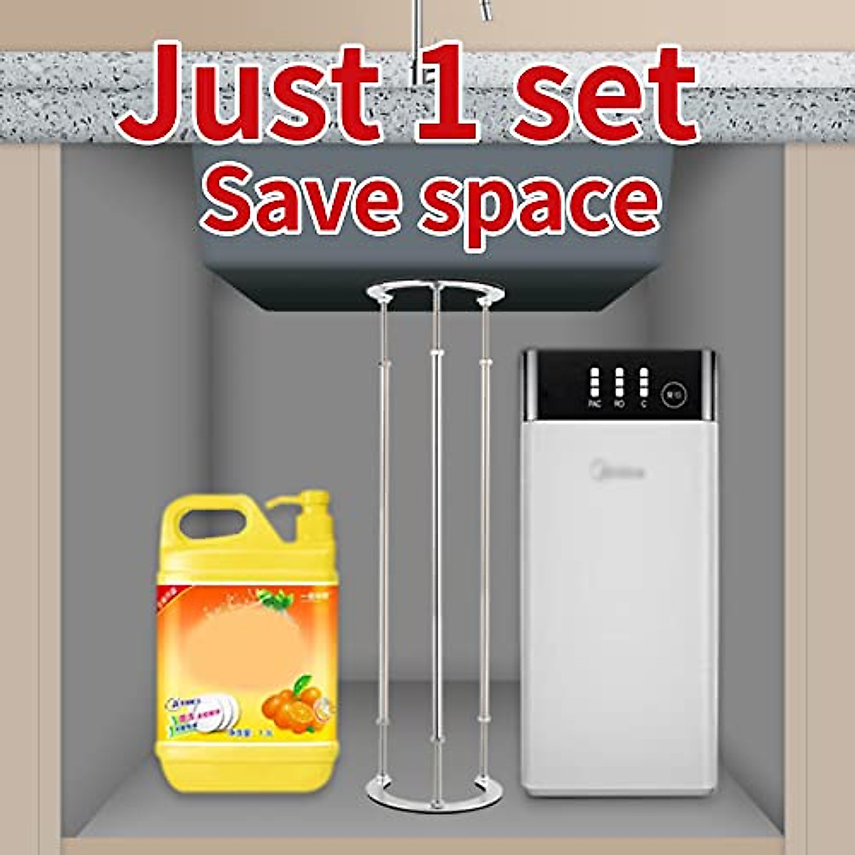 Special for Kitchen Sink TYESTAND ST-3 Undermount Sink Brackets Stainless Steel Sink Legs Adjustable Sink Support Installation Kit for Kitchen and Bathroom Sinks (High:18.1-26in(46-66cm)|DIAM:4.7in)