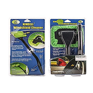 Windshield Cleaning Tool, XINDELL Microfiber Cloth Car Window Cleanser Brush with Detachable Handle Auto Inside Glass Wiper Interior Accessories Car Cleaning Kit