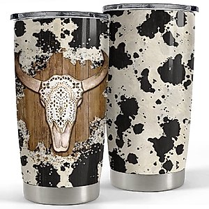 SANDJEST Cow Tumbler Cowgirl 20oz Tumblers with Lid Gift for Women Girl Daughter Sister Animal Lovers Christmas Birthday