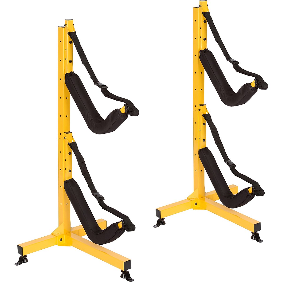 Suspenz Kayak Storage Rack, 2-Boat EZ Rack for Kayak, Canoe, SUP (T-Base/1 Box) Indoor/Outdoor Kayak Hangers Hooks, Yellow, 48" x 24" (12-9902)
