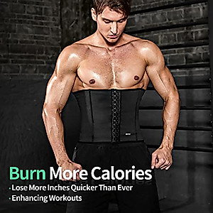 BVVU Waist Trainer Trimmer for Men,Mens Waist Trainer Tummy Control Sweat Wrap Black