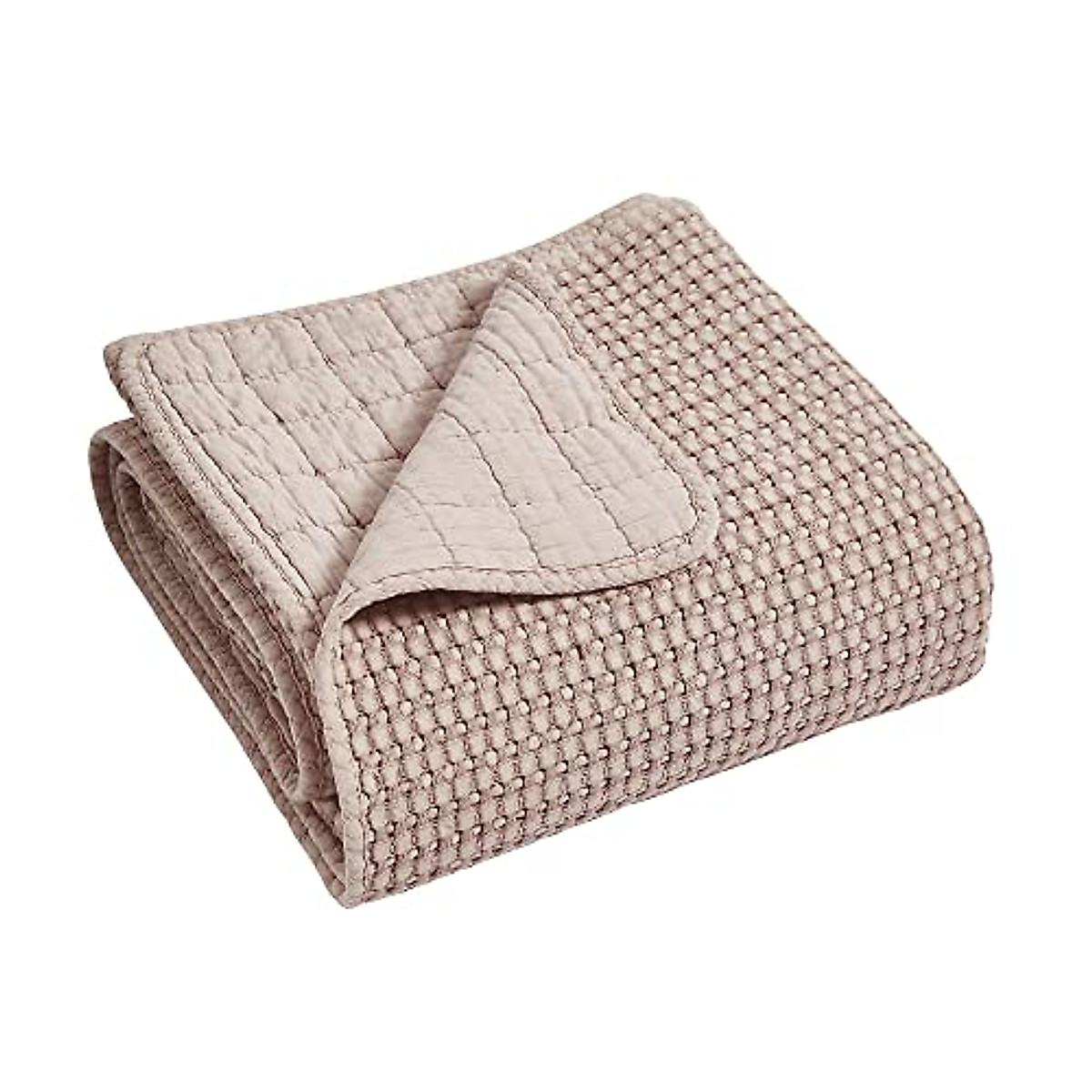 Levtex Home - Mills Waffle - Throw - Blush Cotton Waffle - Throw Size 50 x 60in.