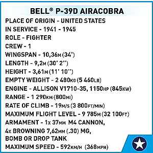 COBI Historical Collection WWII Bell® P-39D AIRACOBRA® Aircraft