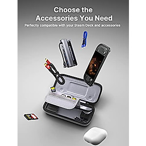 JSAUX Carrying Case Compatible with Steam Deck, Protective Hard Shell Carry Case Built-in Charger & Docking Station Storage(Upgrade), Portable Travel Case for Steam Deck Console & Accessories - BG0106