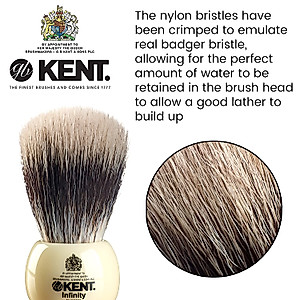 Kent INF1 Infinity Ultra-Soft Silvertex Bristles Shaving Brush Synthetic Bristles Crimped to Emulate Real Badger Bristle for Ultimate Shave Experience Perfect Lather for Shave Cream and Shaving Soap