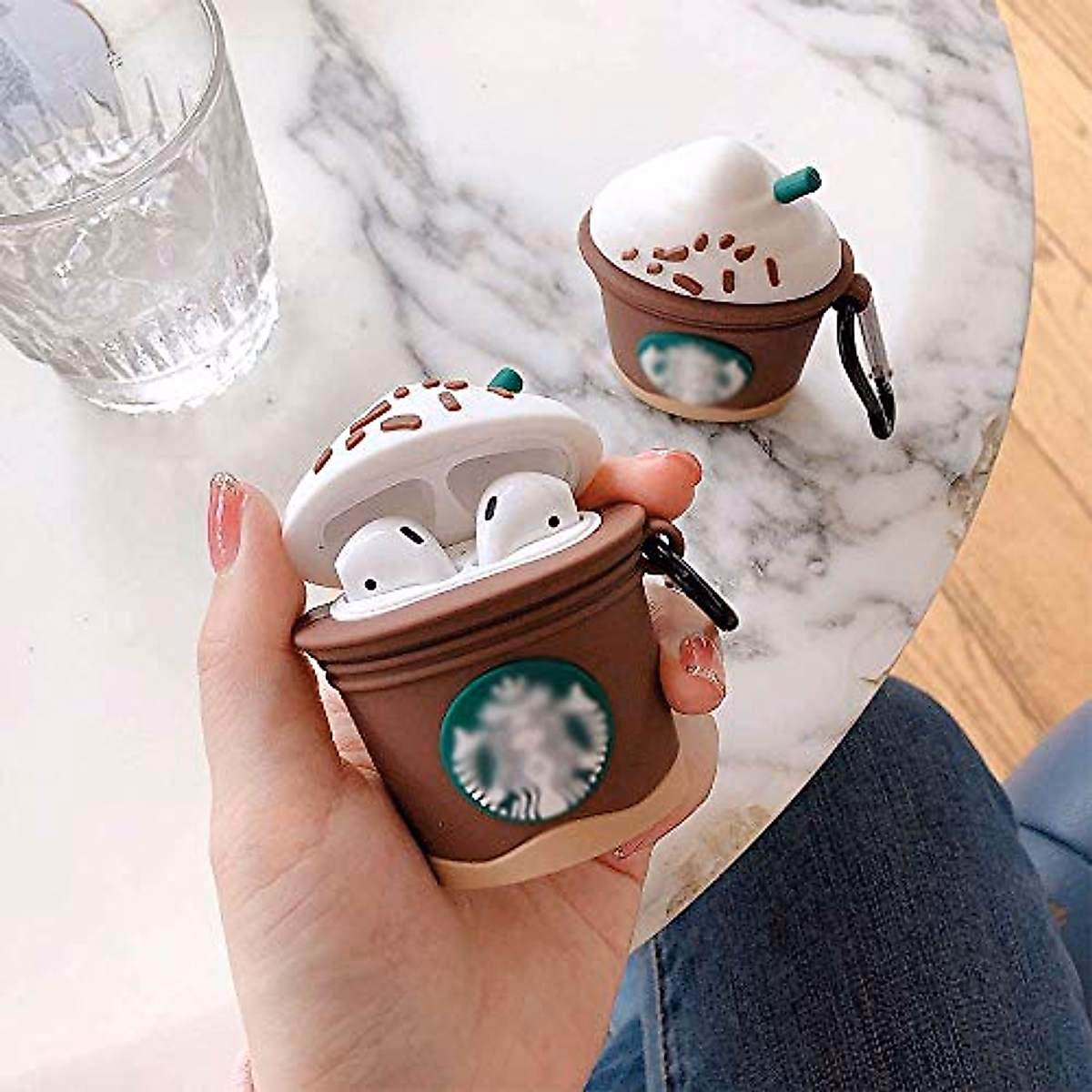TXGOT 3D Cute Cartoon Airpods Cover Soft Silicone Rechargeable Headphone Cases,Shockproof Premium Protective Case with Keychain for Apple AirPods 1st/2nd Charging Case (Brown)