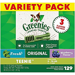 Greenies Teenie Natural Dental Care Dog Treats, 36 oz. Variety Pack, 3 Packs of 12 oz. Treats