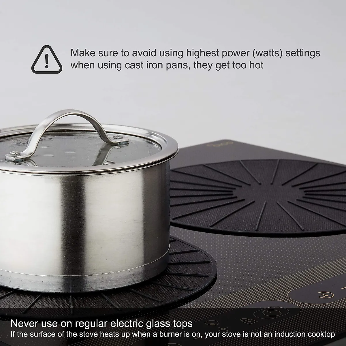 Lazy K Induction Cooktop Mat - Silicone Fiberglass Scratch Protector - for Magnetic Stove - Non slip Pads to Prevent Pots from Sliding during Cooking - Square (7.4inches) Black