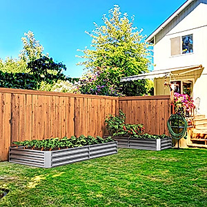 Mr IRONSTONE 2 pcs 6x3x1ft Galvanized Metal Raised Garden Bed for Vegetables, Outdoor Garden Raised Planter Box, Backyard Patio Planter Raised Beds for Flowers, Herbs, Fruits