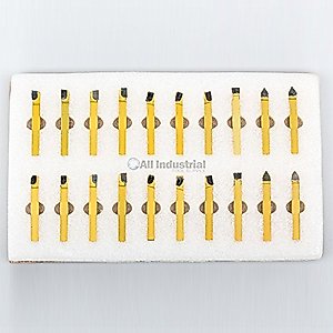 20 PC 1/4" C2 & C6 Carbide-Tipped Tool BIT Set Single Point BRAZED Lathe KIT