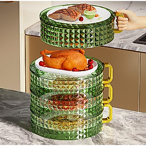 NuRcix 2Pcs Food Cover Stackable Refrigerator Fresh-Keeping Box Stackable Fruit Storage Containers Vegetable Storage Keep Fresh For Vegetables, Fruit,Meat And Salad (Green)