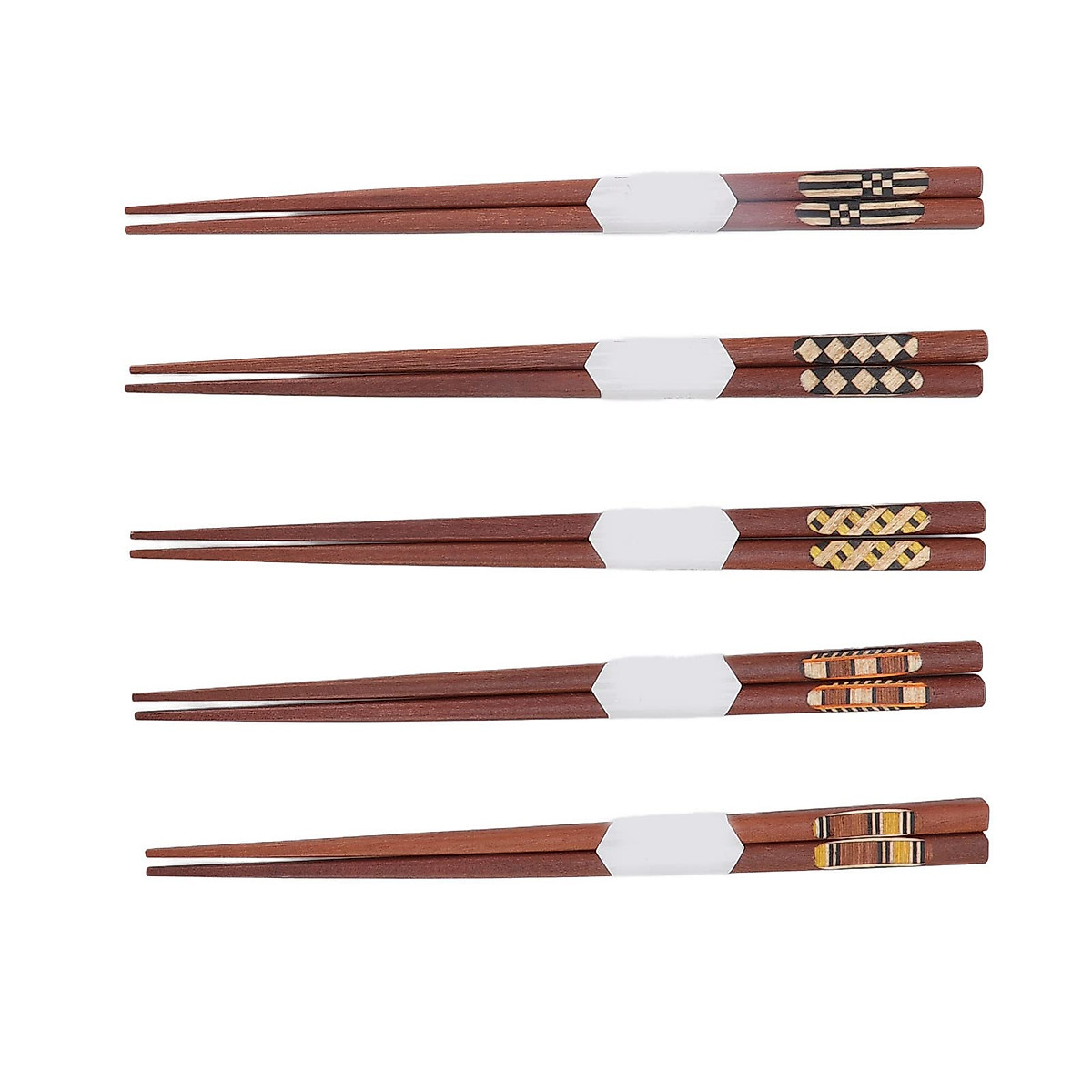 Wooden Chopsticks, 5 Pair Wooden Chopsticks Red Sandalwood Grooved Pattern Reusable Chop Sticks