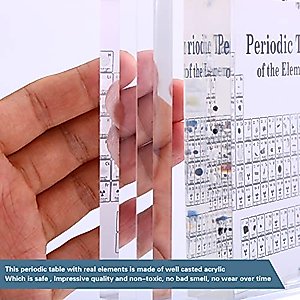 Periodic Table with Real Elements Inside, Acrylic Periodic Table Display with 83 Real Element Samples, 360° Rotating Frame Display, Remarkable Gift for Kids Adults Teachers - 9.05"x1.96"x6.3"