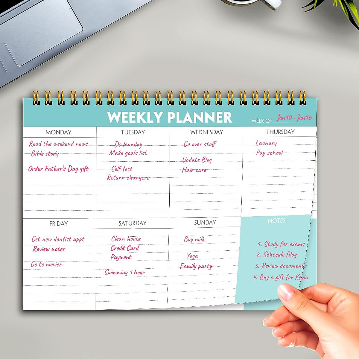 Weekly Planner Notepad - 7" x 10" Weekly Pad Organizers Habit Tracker Journal for Man & Women, 52 Sheets, 100gsm Paper, Undated Weekly To Do List Notepad with Your Life, Teal