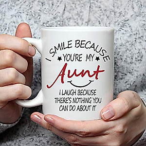 I Smile Because You Are My Aunt Mug I Smile Because Your My Aunt Mug Aunt Coffee Mug Gifts Birthday Mothers Day Gifts for Aunt Auntie from Nephew Niece 11 Ounce with Gift Box
