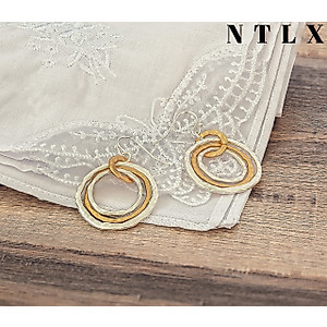 Bohemian Boho Round Circle Hoop Dangle Drop Earrings for Women – Delicate – Hammer Texture – Matte Plated – with Gift Box Included (MATTE SILVER & GOLD TWO TONE - MULTI-CIRCLE DROP)