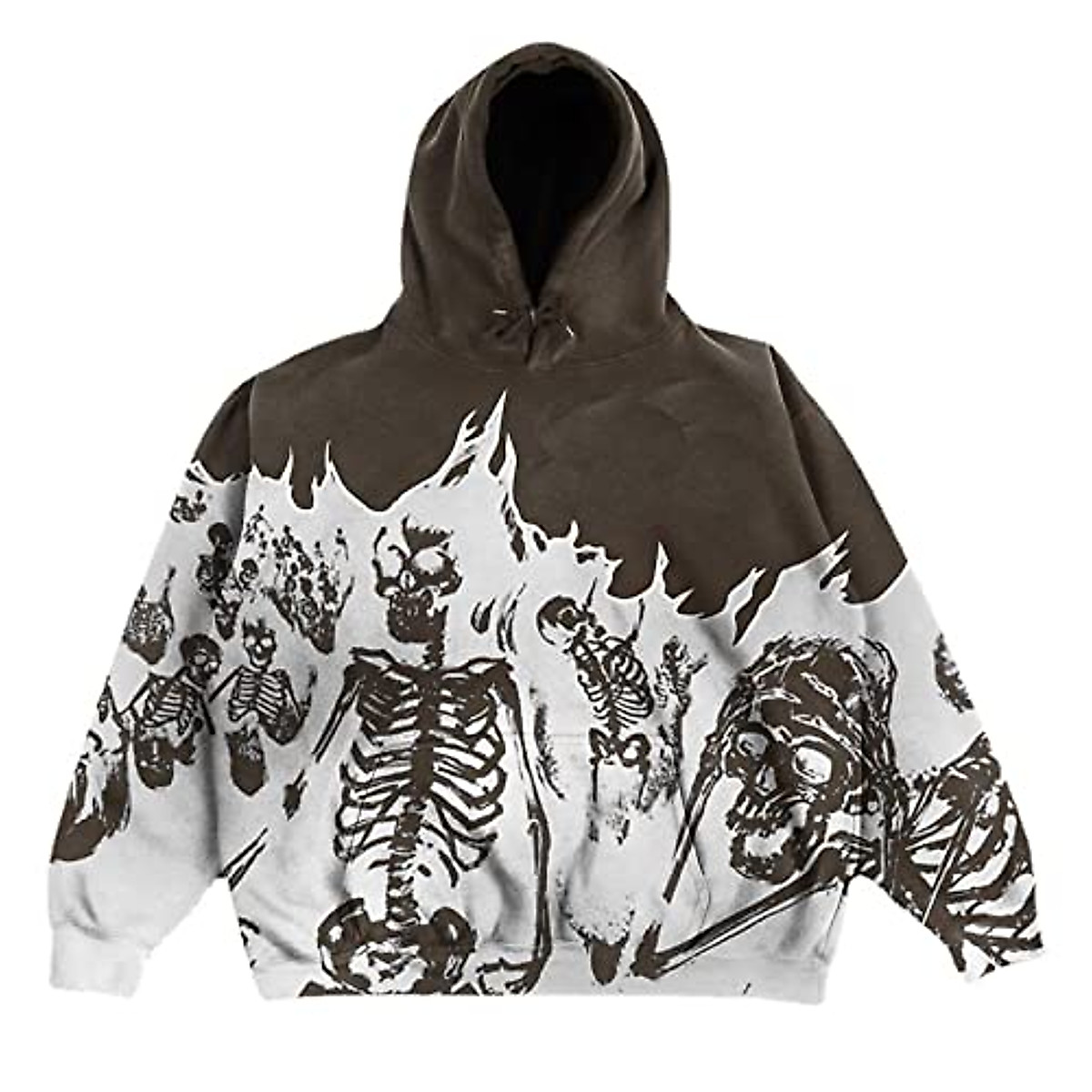 Easyoyo Skeleton Hoodie for Men Women, Gothic Y2K E-Girl Oversize Block Color Hooded Sweatshirt