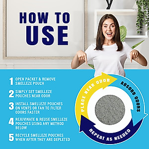 SMELLEZE Reusable Home Smell Removal Deodorizer Pouch - Natural Odor Eliminator for Home, Rids Stinky Odor Without Harmful Fragrances in 100 Sq. Ft.