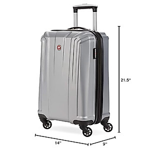 SwissGear 3750 Hardside Luggage with Spinner Wheels, Silver, Carry-On 18.5-Inch