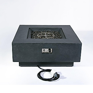 Bergen Concrete Fire Pit 40" x 40" Outdoor Patio Firepit Includes Fire Glass Modern Fire Pits & Outdoor Fireplaces for Garden, Deck, Indoor & Outdoor Heating