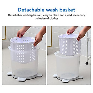 Yosoo Nordic Grey Portable Hand, Portable Washers Dryers Crank Washing Machine Manual Washing Machine Spin Dryer Home Apartments Dorms Camping Supplies