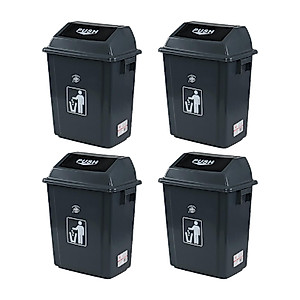 Esdiplot 4 Packs 5 Gallon Plastic Trash Can with Swing Lid, Garbage Bin Waste Basket for Home and Office