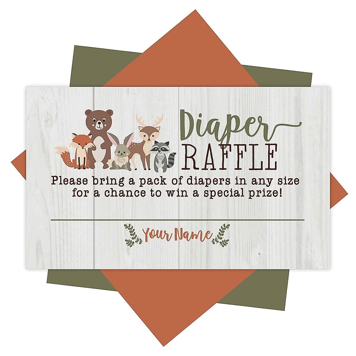 Hadley Designs - Rustic Woodland Animals Baby Shower Invitations, Book Request Baby Shower Guest Book Alternative, Diaper Raffle Tickets - 25 Cards