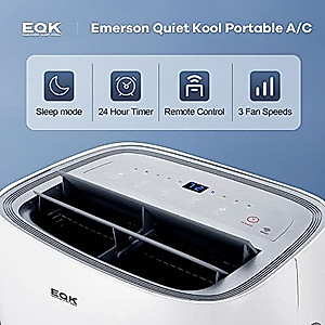 Emerson Quiet Kool EAPC12RSD1 3 in 1 Smart Portable Air Conditioner, Dehumidifier & Fan | WiFi and Voice Control | Amazon Alexa, Google Home | for Rooms up to 450 Sq.Ft | EAPC8RSC1, Sq. Ft, White