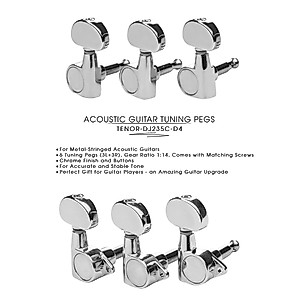 DJ235C-D4 TENOR Acoustic Guitar Tuners, Tuning Key Pegs/Machine Heads for Acoustic Guitar with Chrome Plated Finish and Chrome Plated Buttons.
