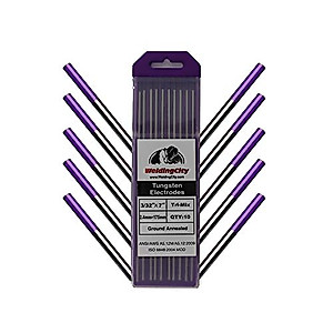 WeldingCity 10-pcs TIG Welding Tungsten Electrode Tri-Element Non-Radioactive (Purple/AWS: EWG) 3/32" x 7" | 10-pk