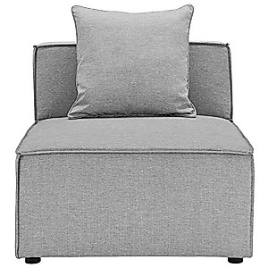 Modway Saybrook Outdoor Patio Upholstered Sectional Sofa Armless Chair in Gray